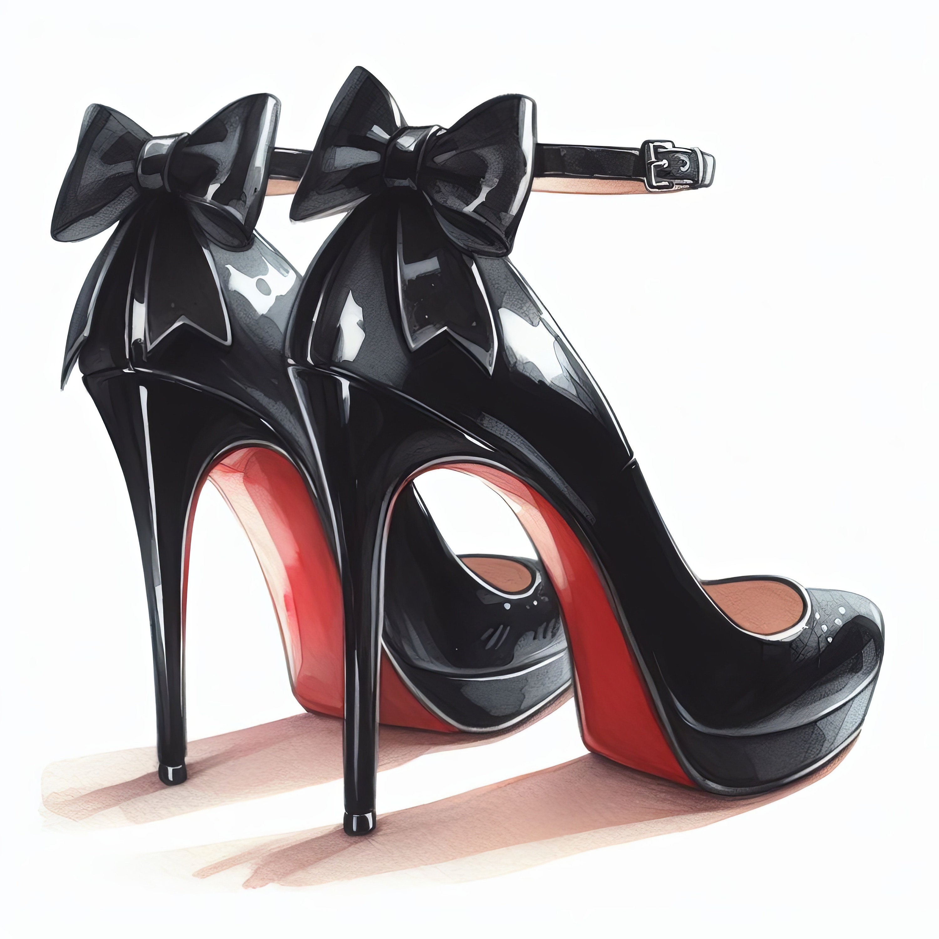 Watercolor High Heels Clipart Bundle Black High Heels Clip Art Womens ...