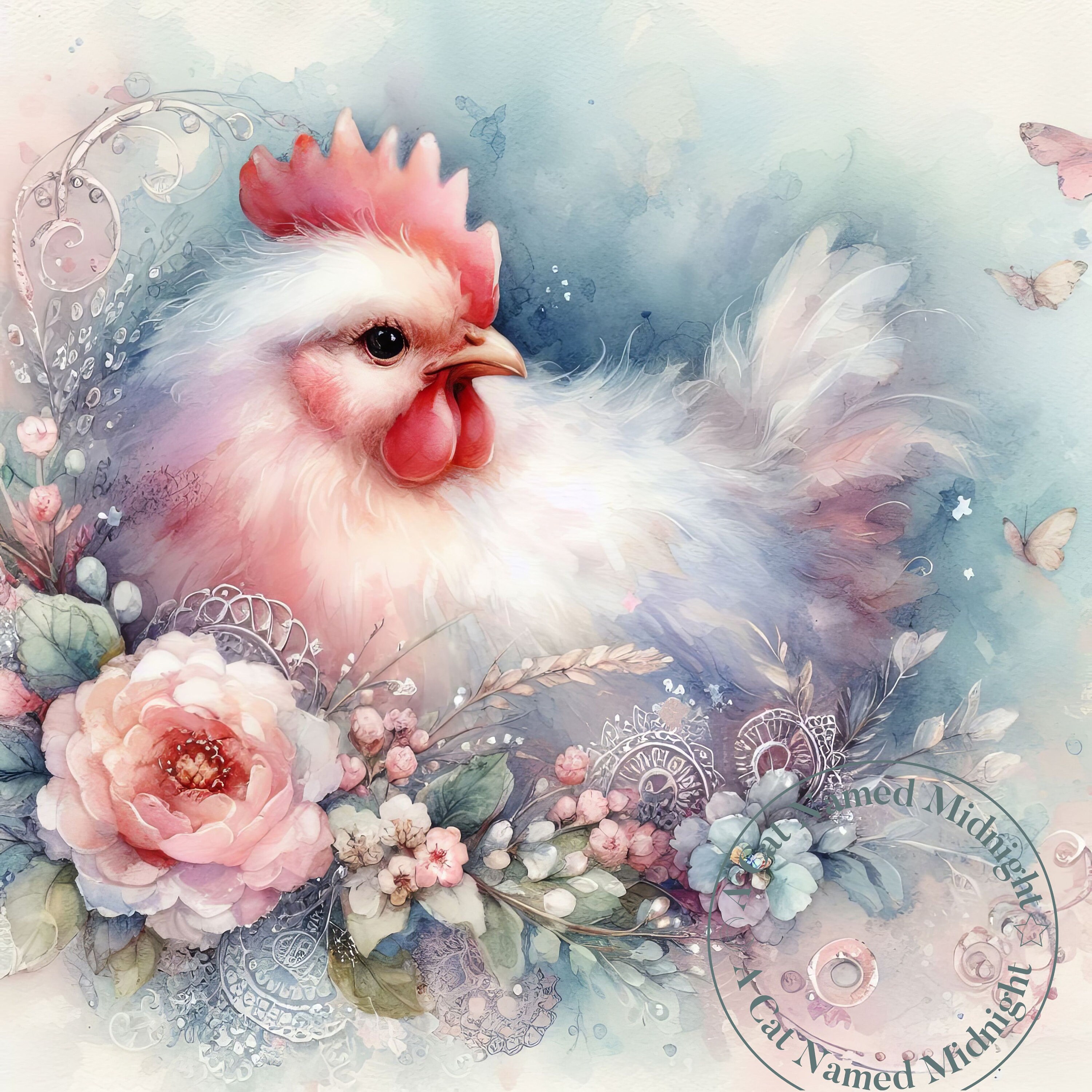 Watercolor Chicken Clipart Watercolor Rooster Clip Art Easter Farm ...