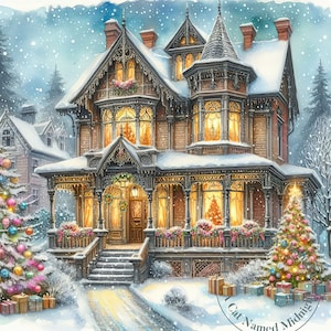 Victorian Christmas Home Scenes Clipart 10 Xmas House Clip Art ...