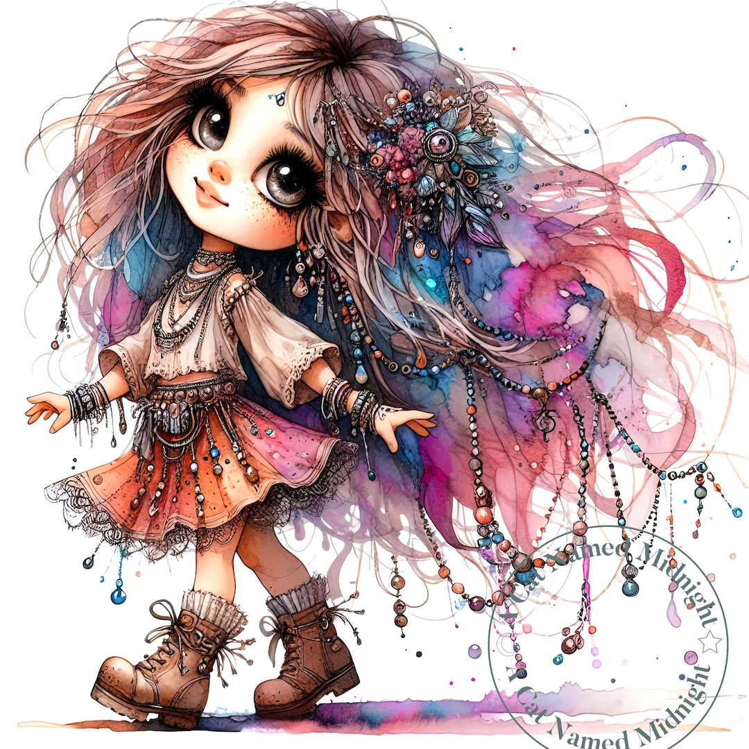 Quirky Girl Gypsy Clipart 10 JPG Whimsical Gypsy Clip Art Images ...