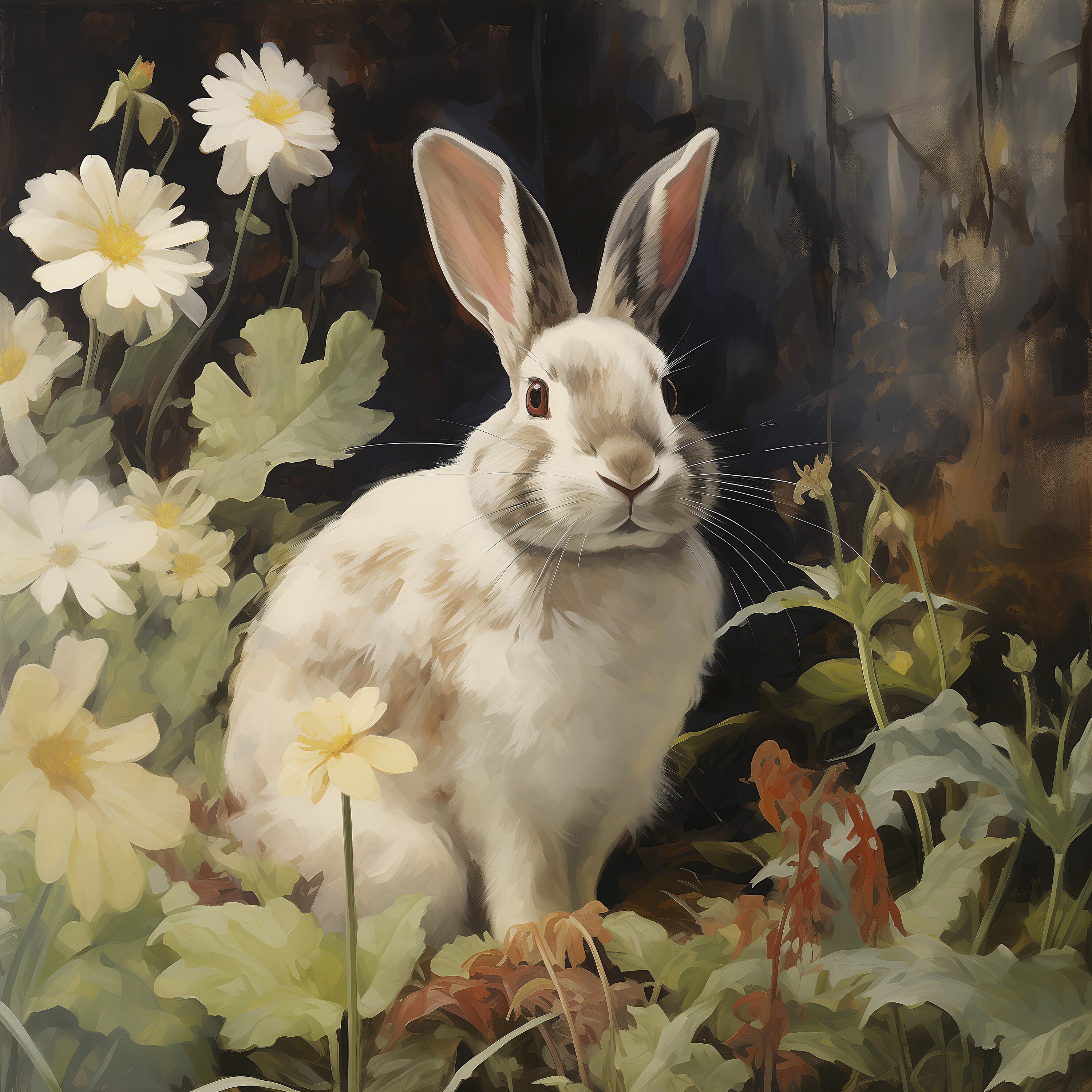 Bunny in Flower Garden Clipart Images Rabbit in Garden Clip Art Bundle ...