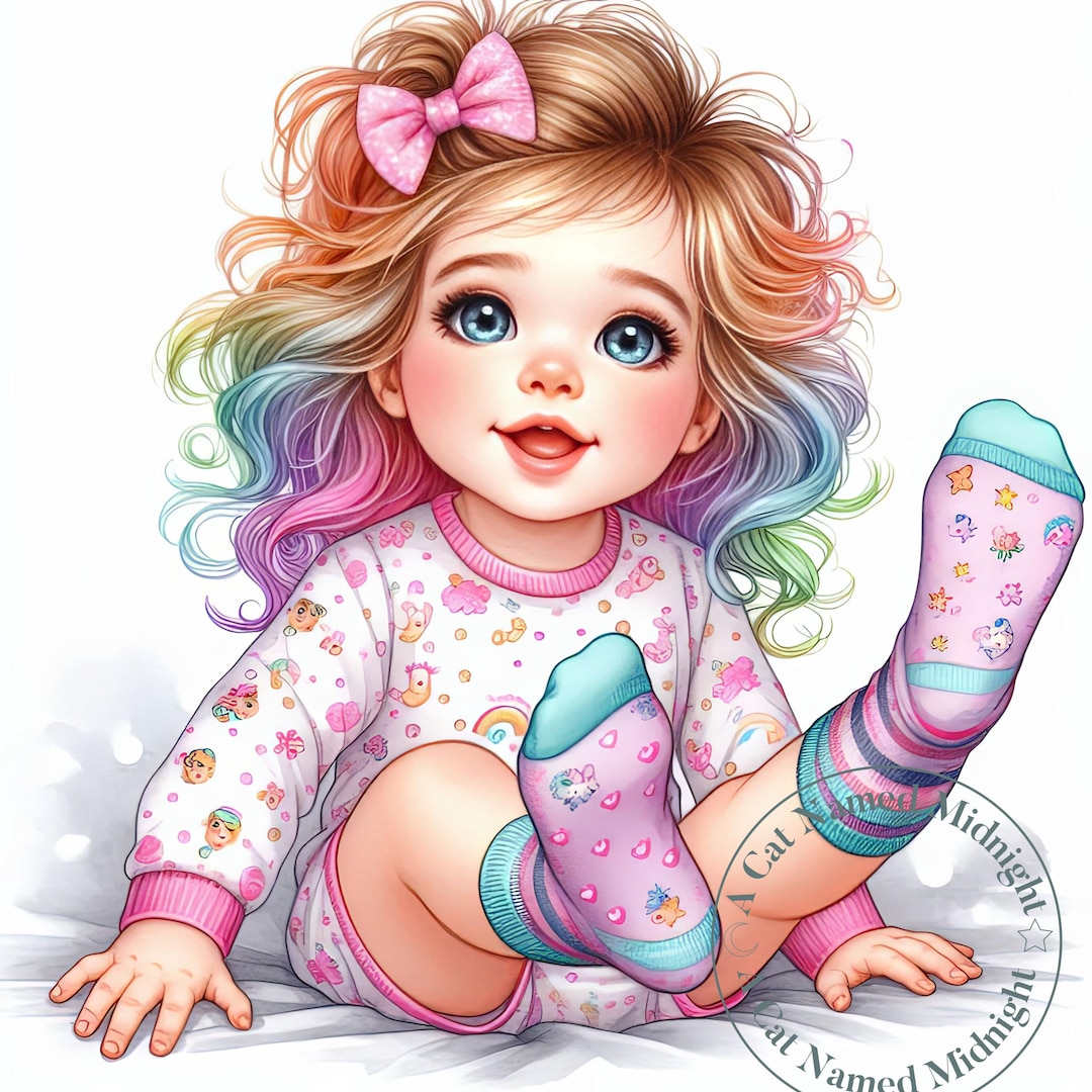 Cute Baby Girl Clipart 14 Jpgs Quirky Baby Girl Watercolor Clip Art ...