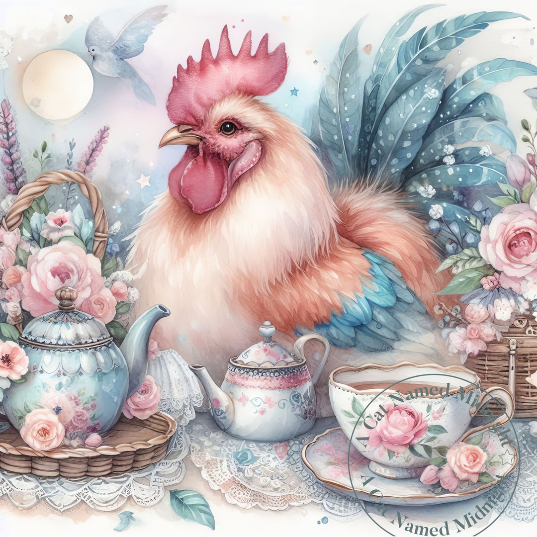 Watercolor Chicken Clipart Watercolor Rooster Clip Art Easter Farm ...