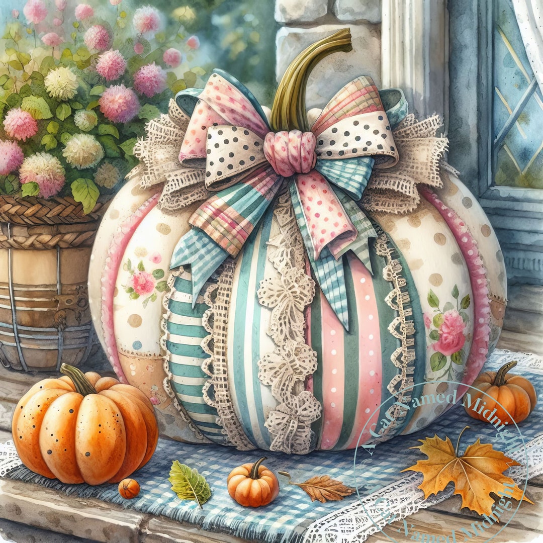 Striped Pumpkin Clipart 11 Images Watercolor Shabby Chic Fall Clip Art ...