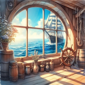 Watercolor Nautical Windows Clipart Watercolor Nautical Clip Art Ocean ...