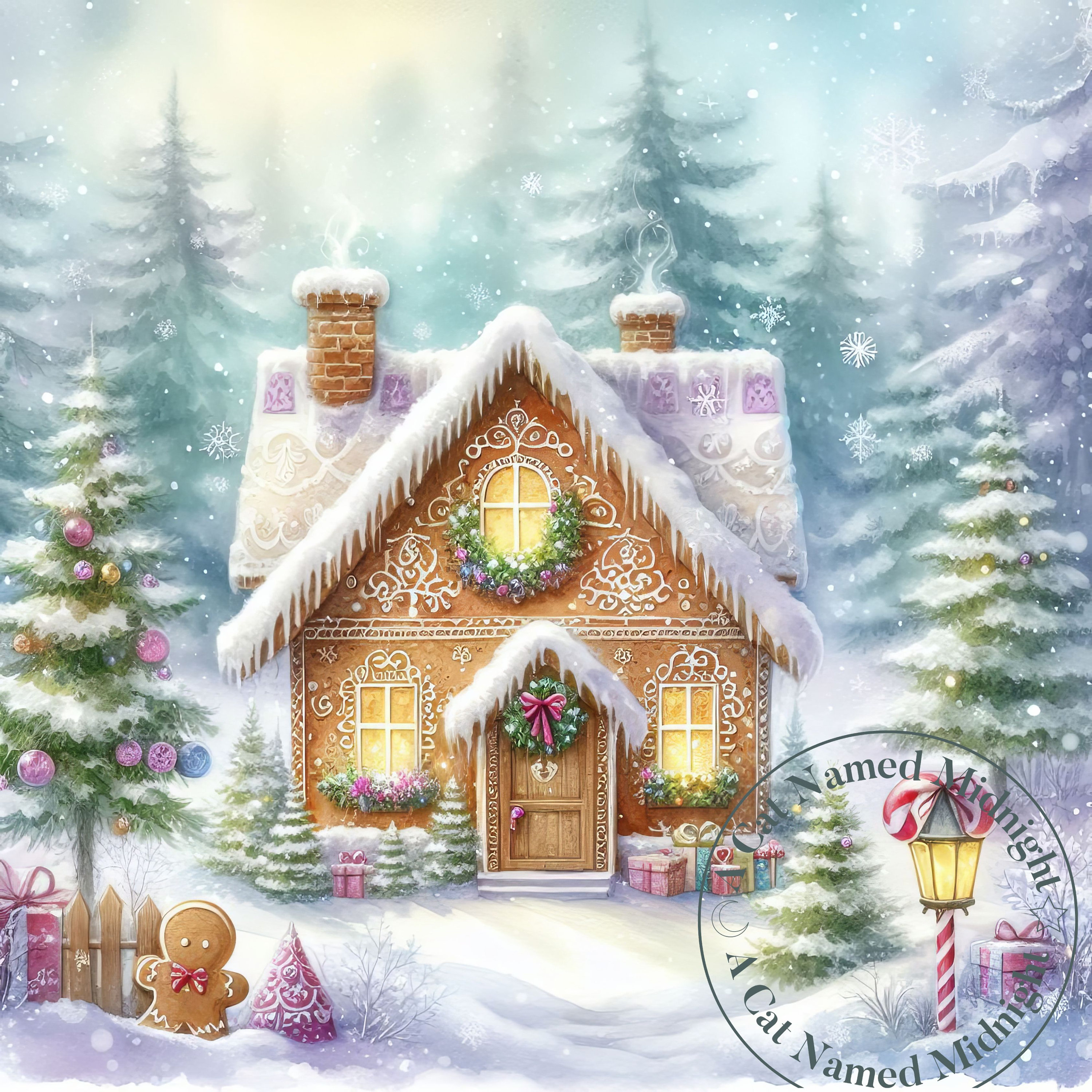 8 Gingerbread House Clipart Watercolor Christmas Images Xmas Clip Art ...