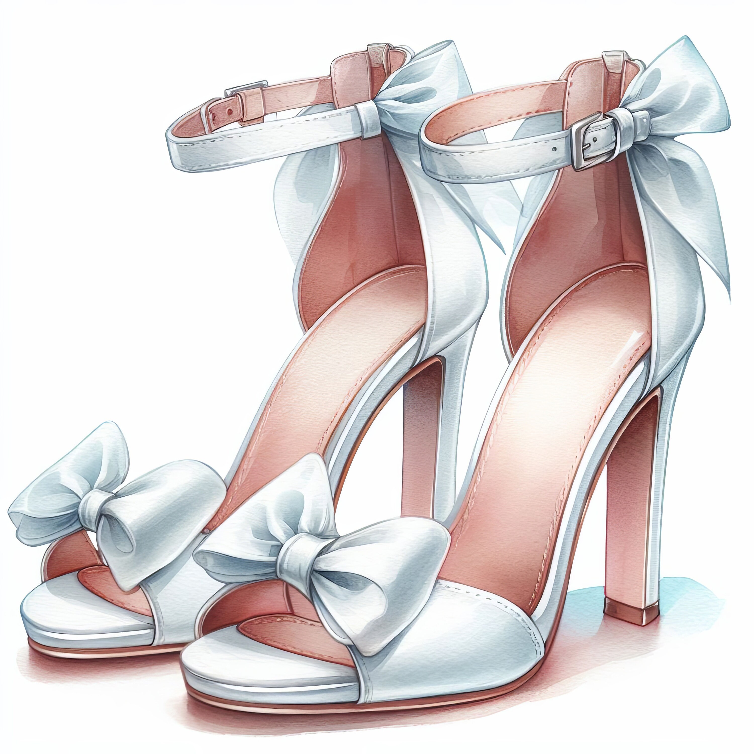 Watercolor High Heels Clipart Bundle White High Heels Clip Art Womens ...