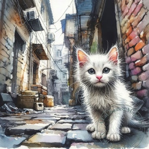 13 Alley Cat Paintings Cat Clip Art Images Bundle Watercolor Kitten ...