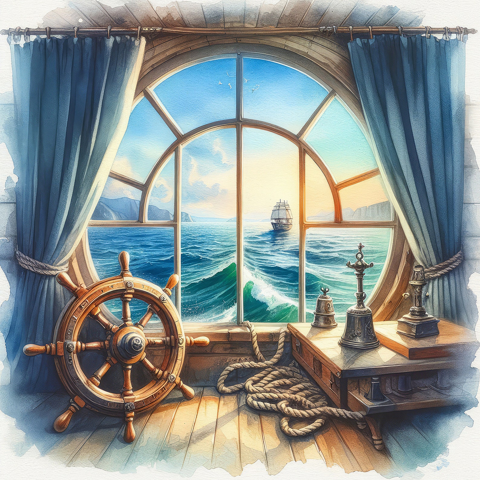 Watercolor Nautical Windows Clipart Watercolor Nautical Clip Art Ocean ...