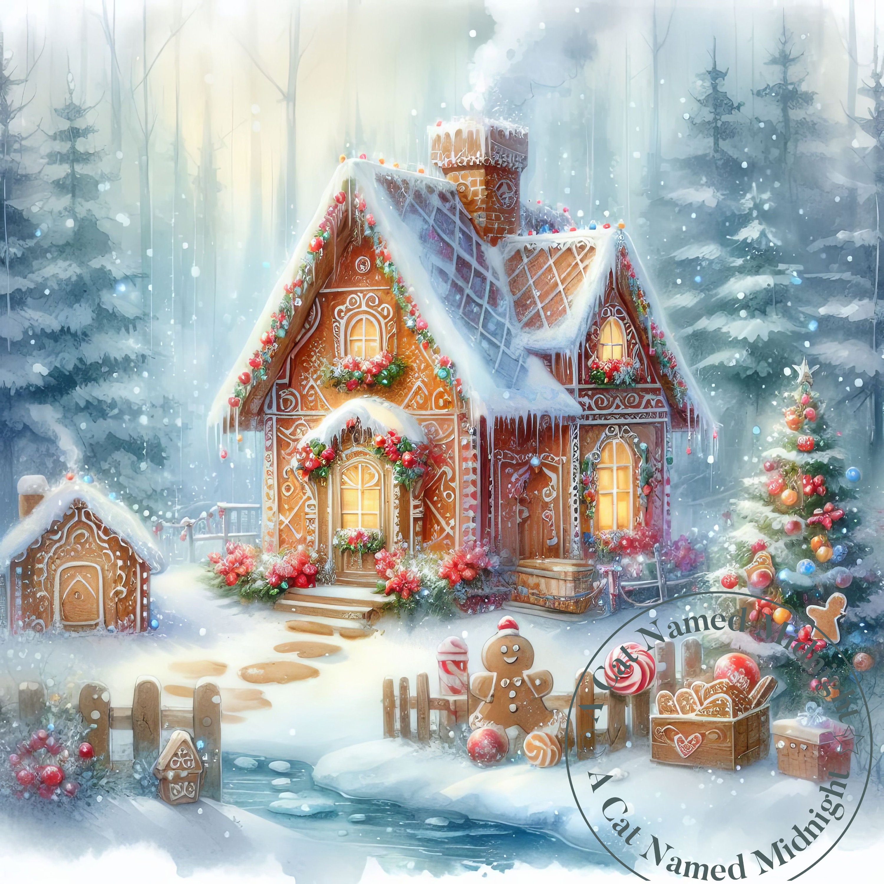 8 Gingerbread House Clipart Watercolor Christmas Images Xmas Clip Art ...