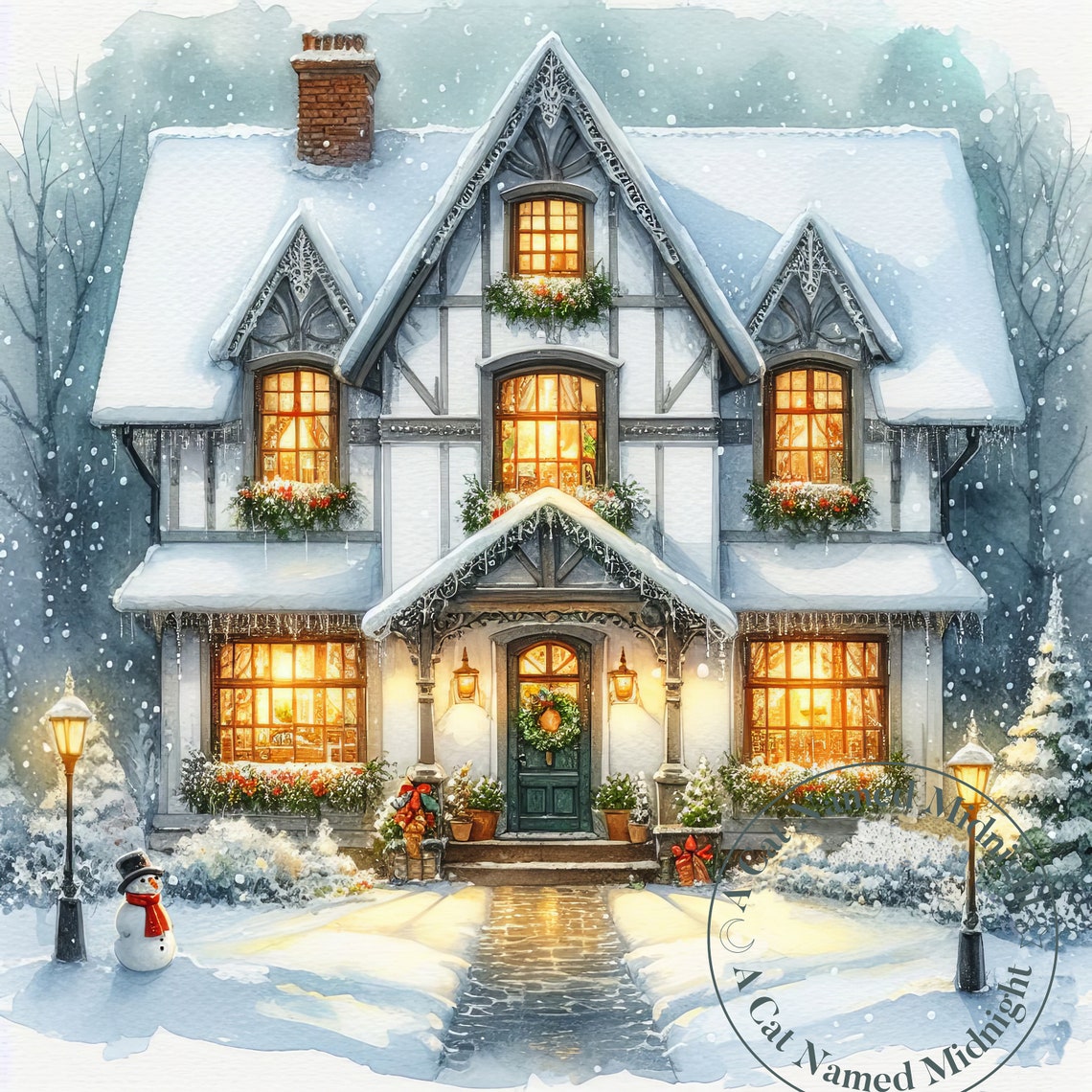 Christmas House Scenes Clipart 10 Xmas Home Clip Art Watercolor Xmas ...