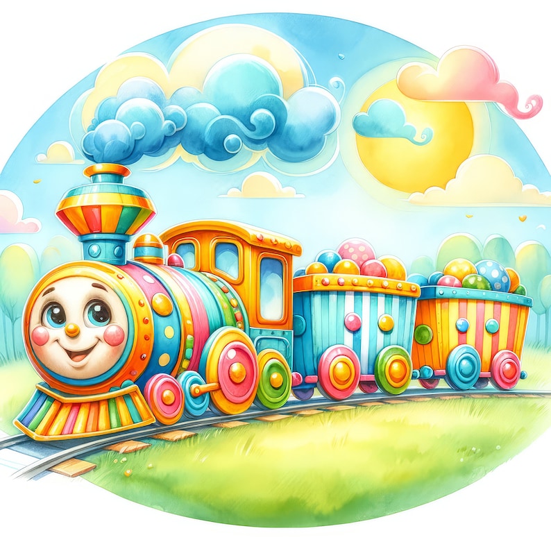 Toy Train Clip Art | 10 JPG Nursery Images - Etsy