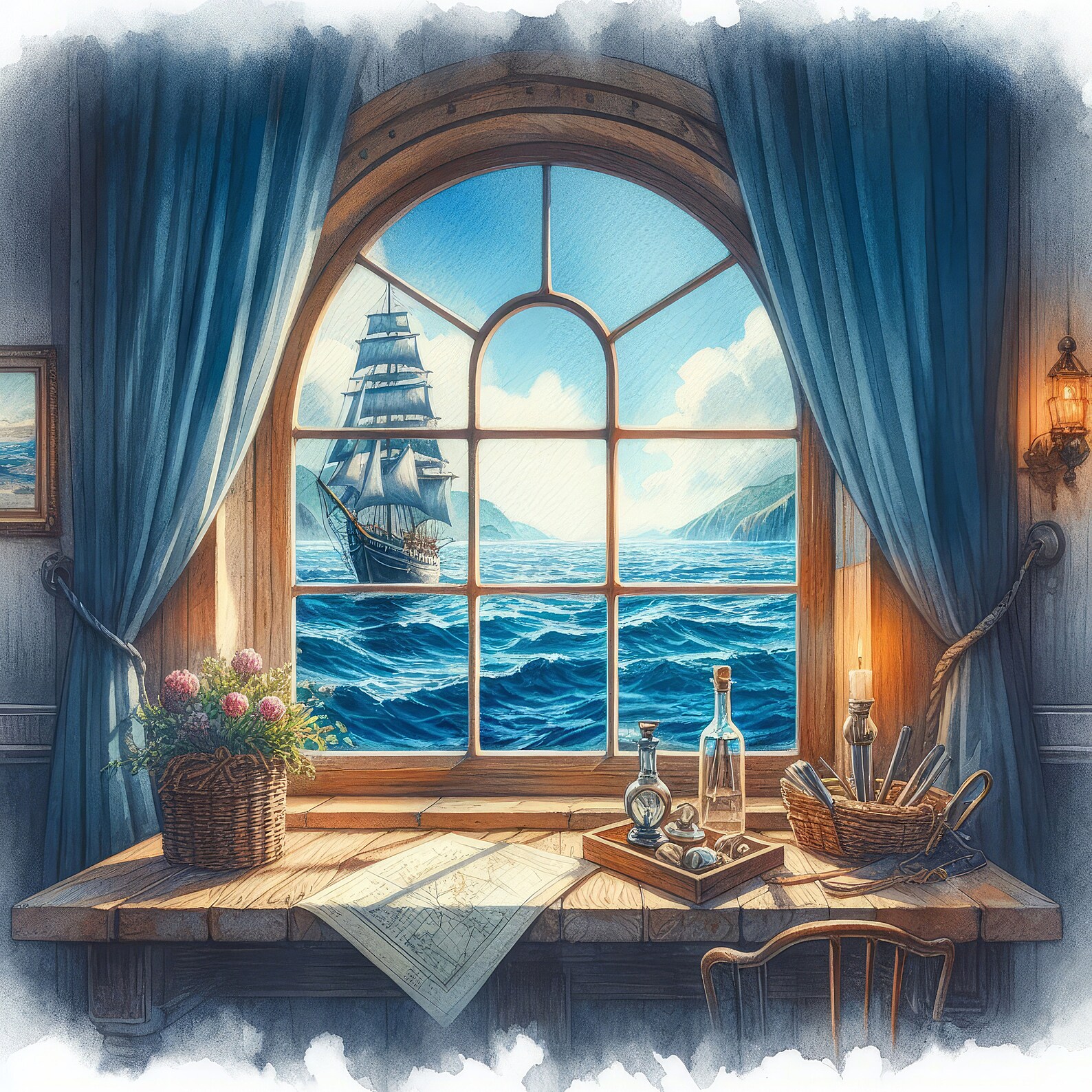 Watercolor Nautical Windows Clipart Watercolor Nautical Clip Art Ocean ...