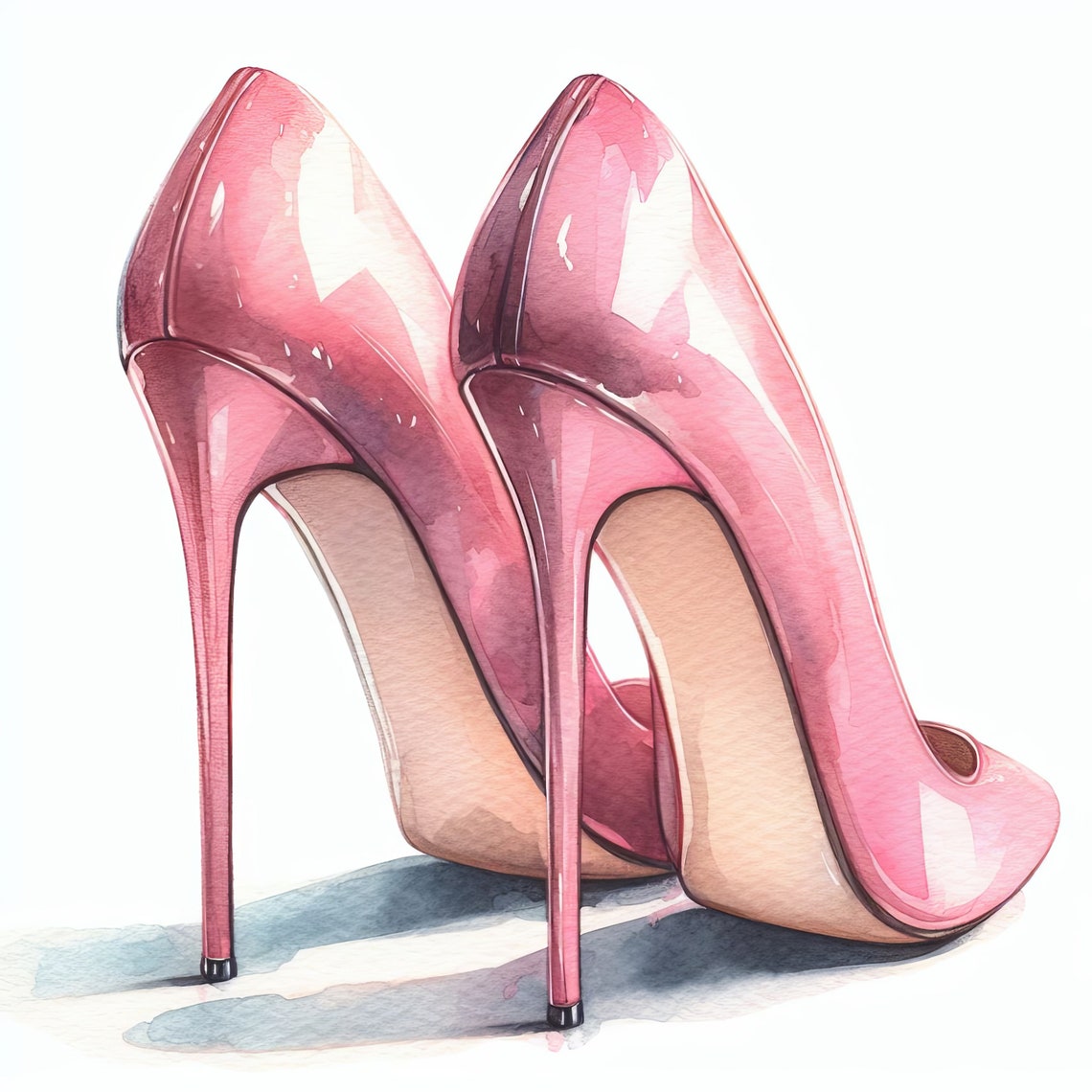 Watercolor High Heels Clipart Bundle Pink High Heels Clip Art Womens ...