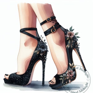 13 JPG High Heels Clipart Watercolor High Heels Clip Art Variety Bundle ...