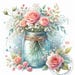 10 Mason Jar Flowers Clipart Shabby Chic Floral Watercolor Vintage Clip ...