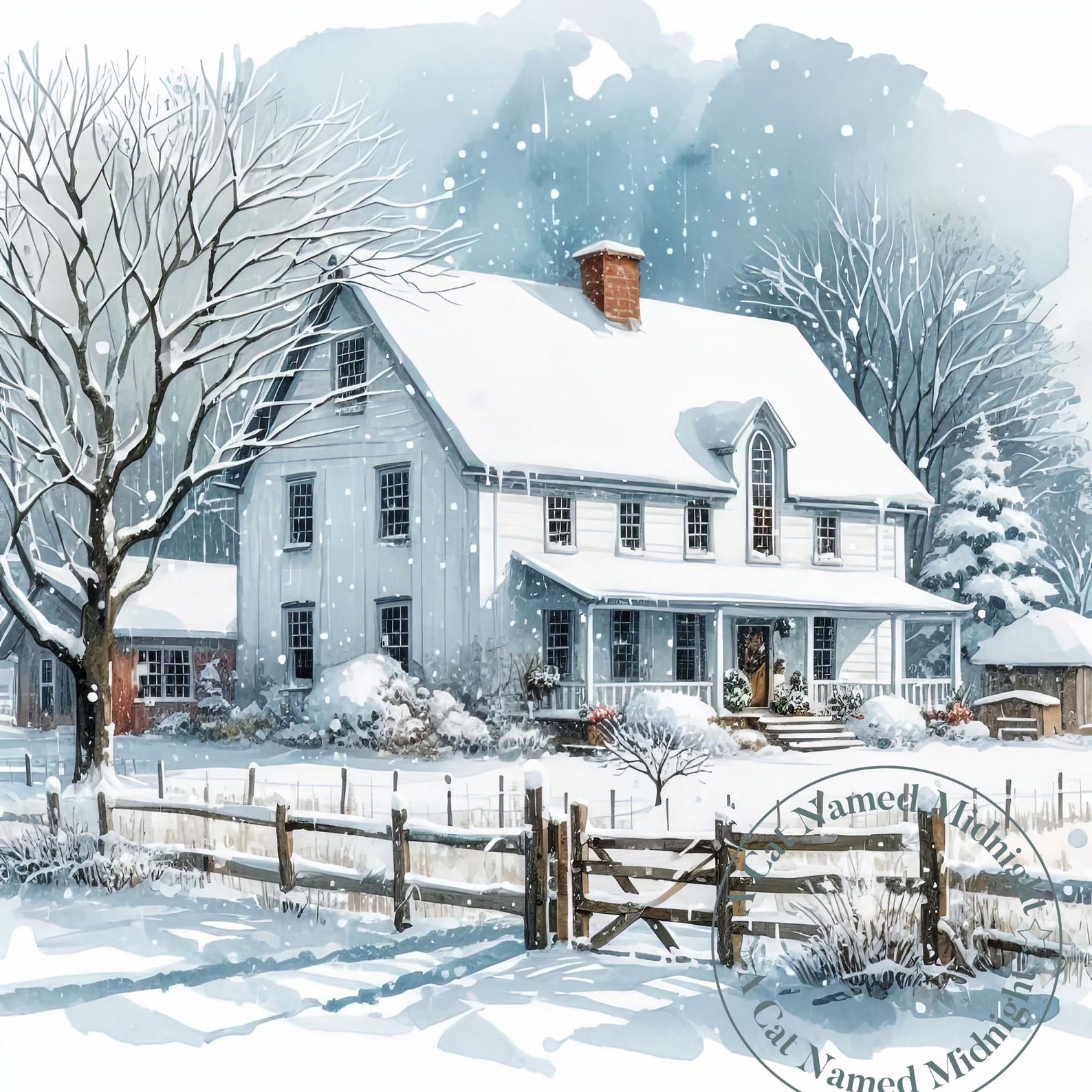 Winter Farm House Scenes Clipart | 10 Winter White Country Homes Clip ...