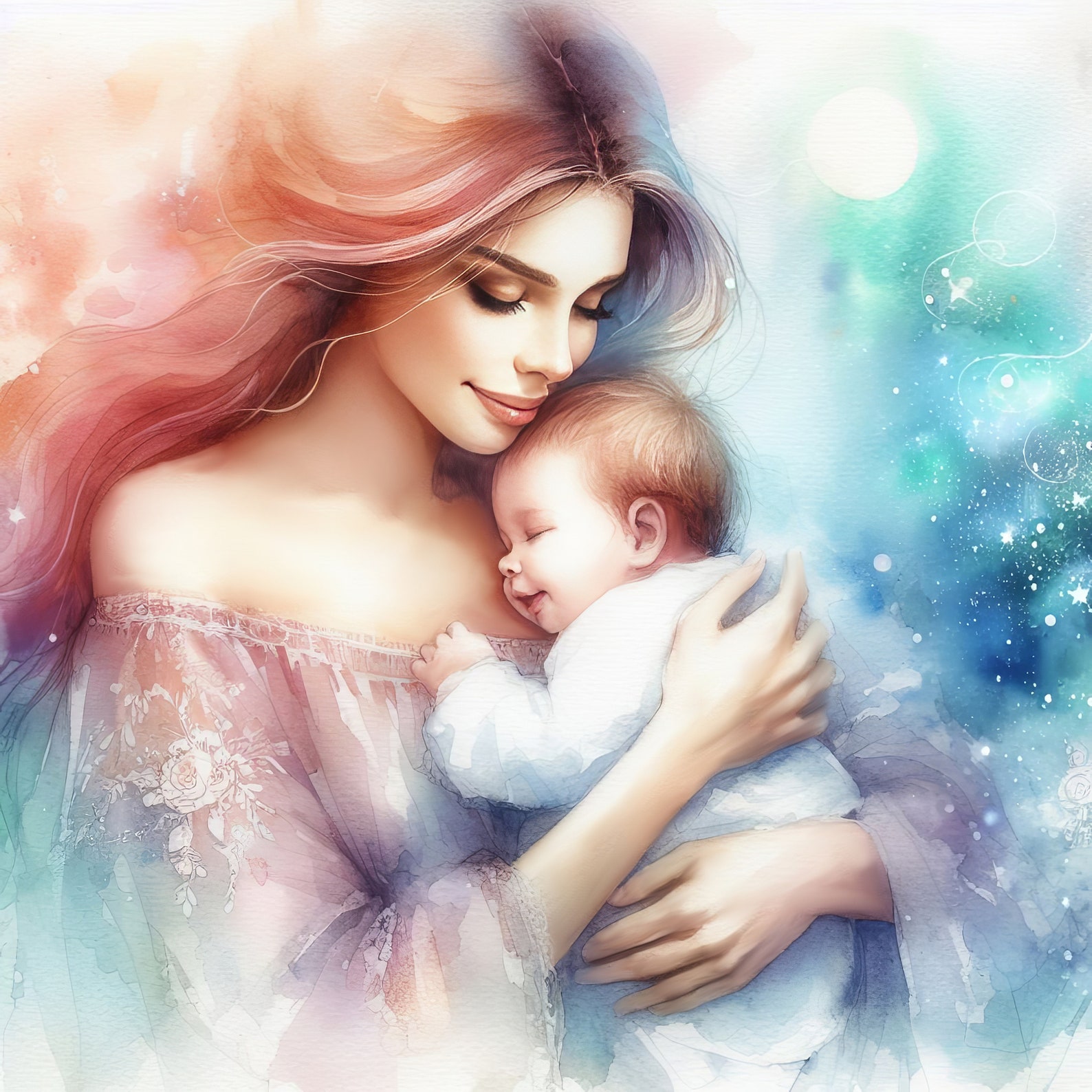 10 Mother and Baby Clipart Bundle Watercolor Clip Art Mother's Day ...