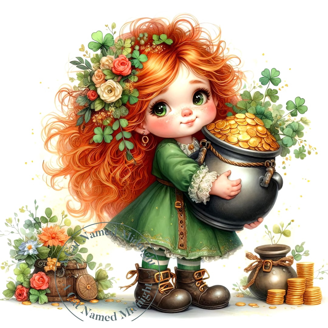Cute Leprechaun Girl Clipart 14 JPG Whimsical St. Patrick's Day Clip ...