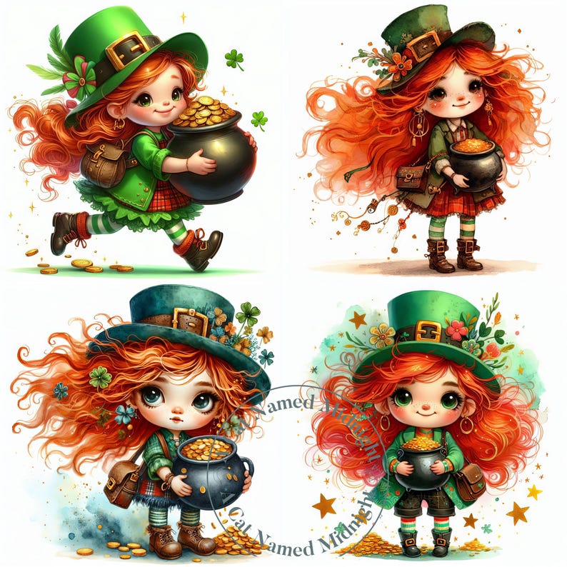 Cute Leprechaun Girl Clipart 13 JPG Whimsical St. Patrick's Day Clip ...