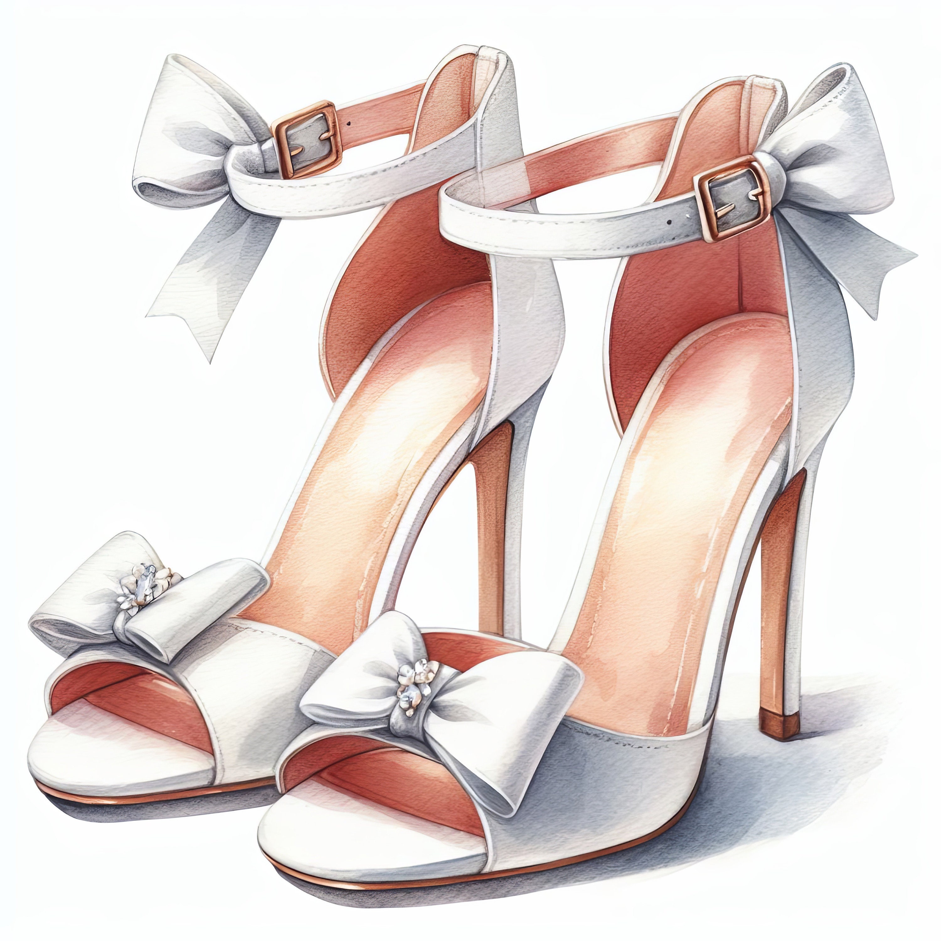 Watercolor High Heels Clipart Bundle White High Heels Clip Art Womens ...