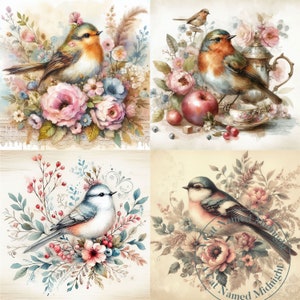 Shabby Chic Birds Vintage Style Clipart 11 Images Watercolor Bird ...