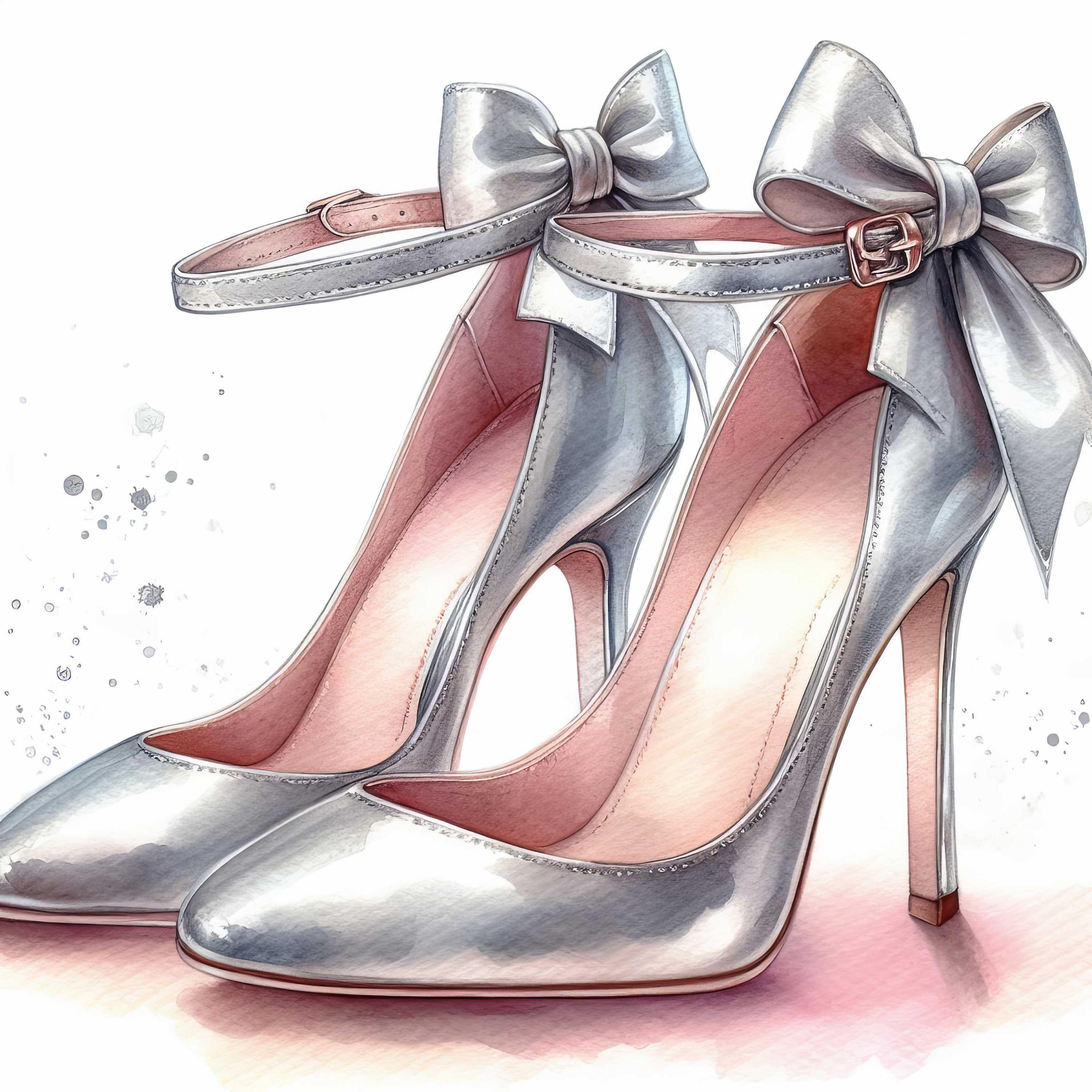 Watercolor High Heels Clipart Bundle Silver High Heels Clip Art Womens ...