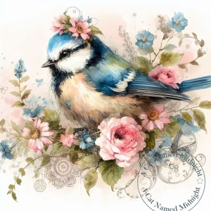 Shabby Chic Birds Vintage Style Clipart 12 JPG Images Watercolor Bird ...