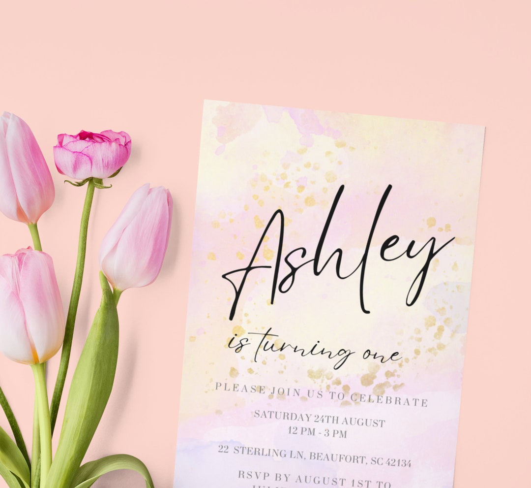 First Birthday Template, Customizable Birthday Invitation, Digital ...