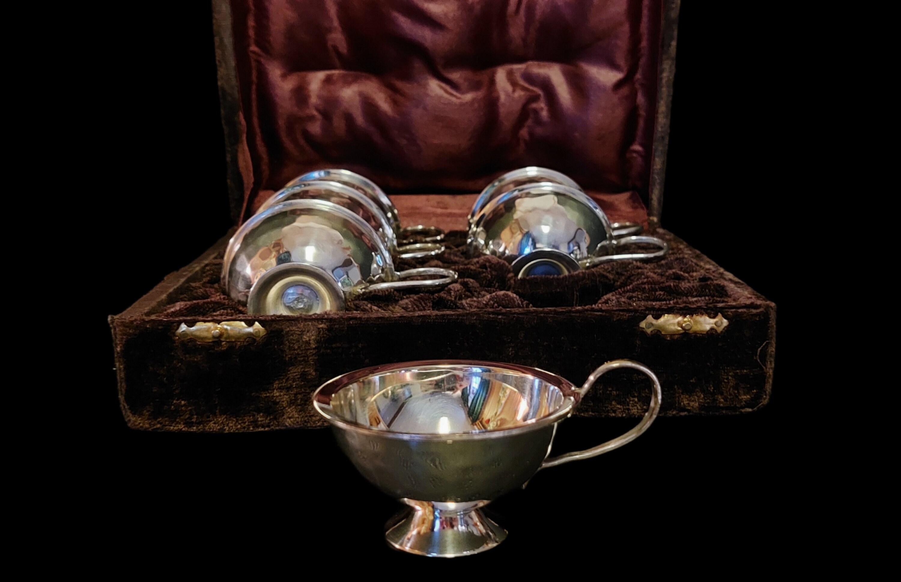 6 Antique Swedish Punch Cups in the Original Velours Box - Etsy