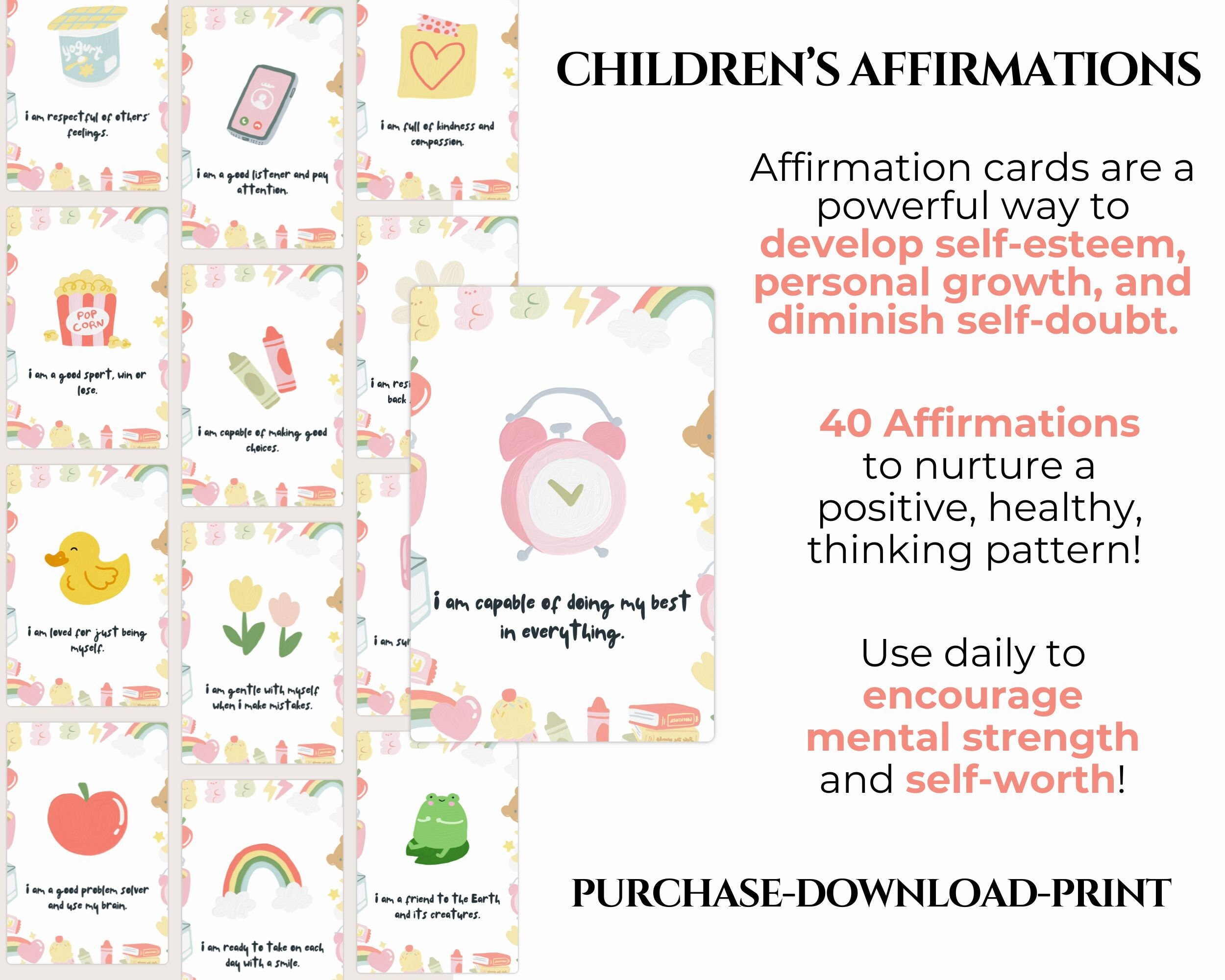Children Affirmation Cards, Positive Quotes, Self Esteem, Self Love ...