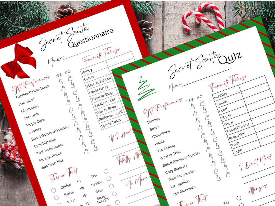 Gift Exchange Secret Santa Questionnaire Company Party Gift Swap gift ...