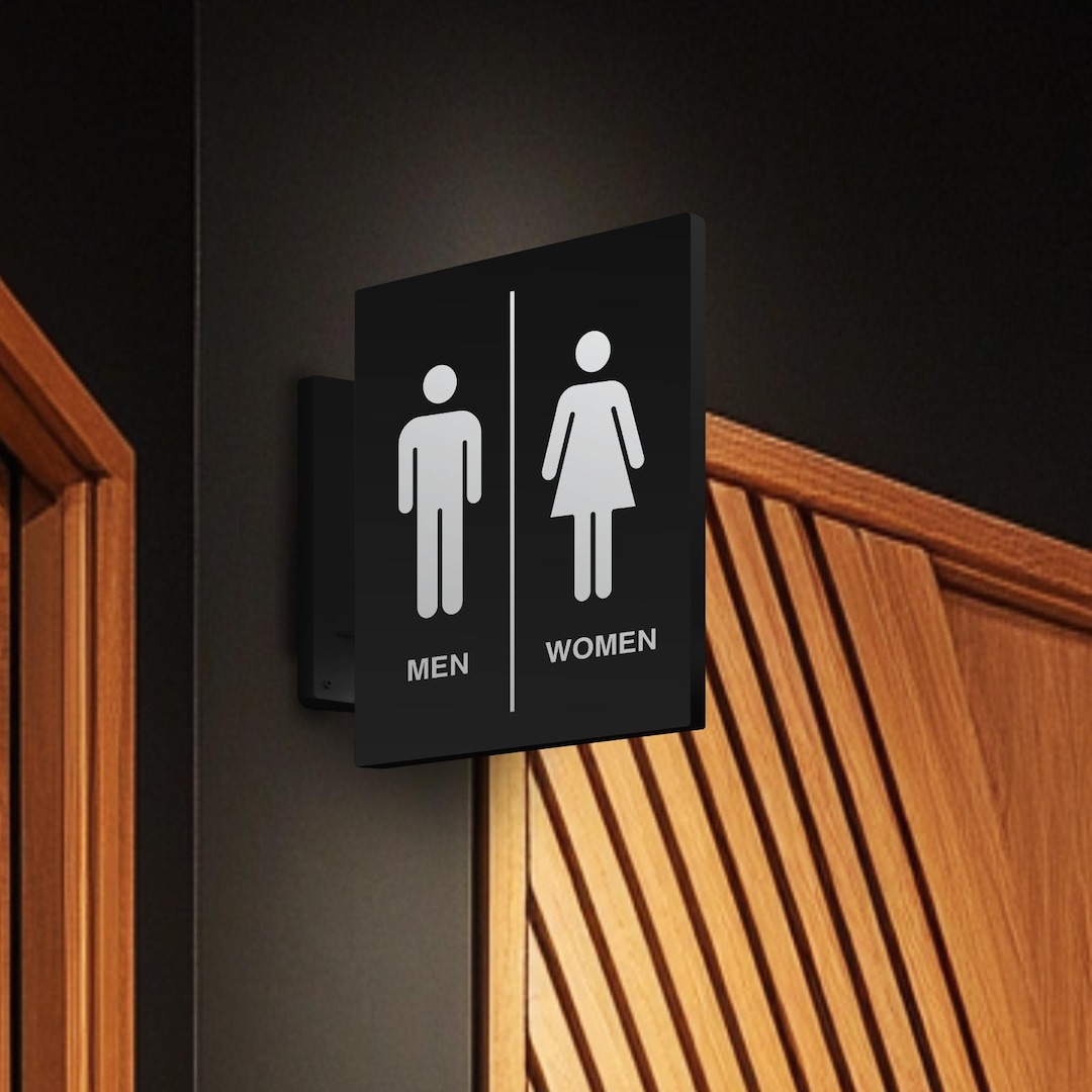 Restrooms Bathrooms Double Sided Outdoor Indoor PVC Sign, Storefront ...