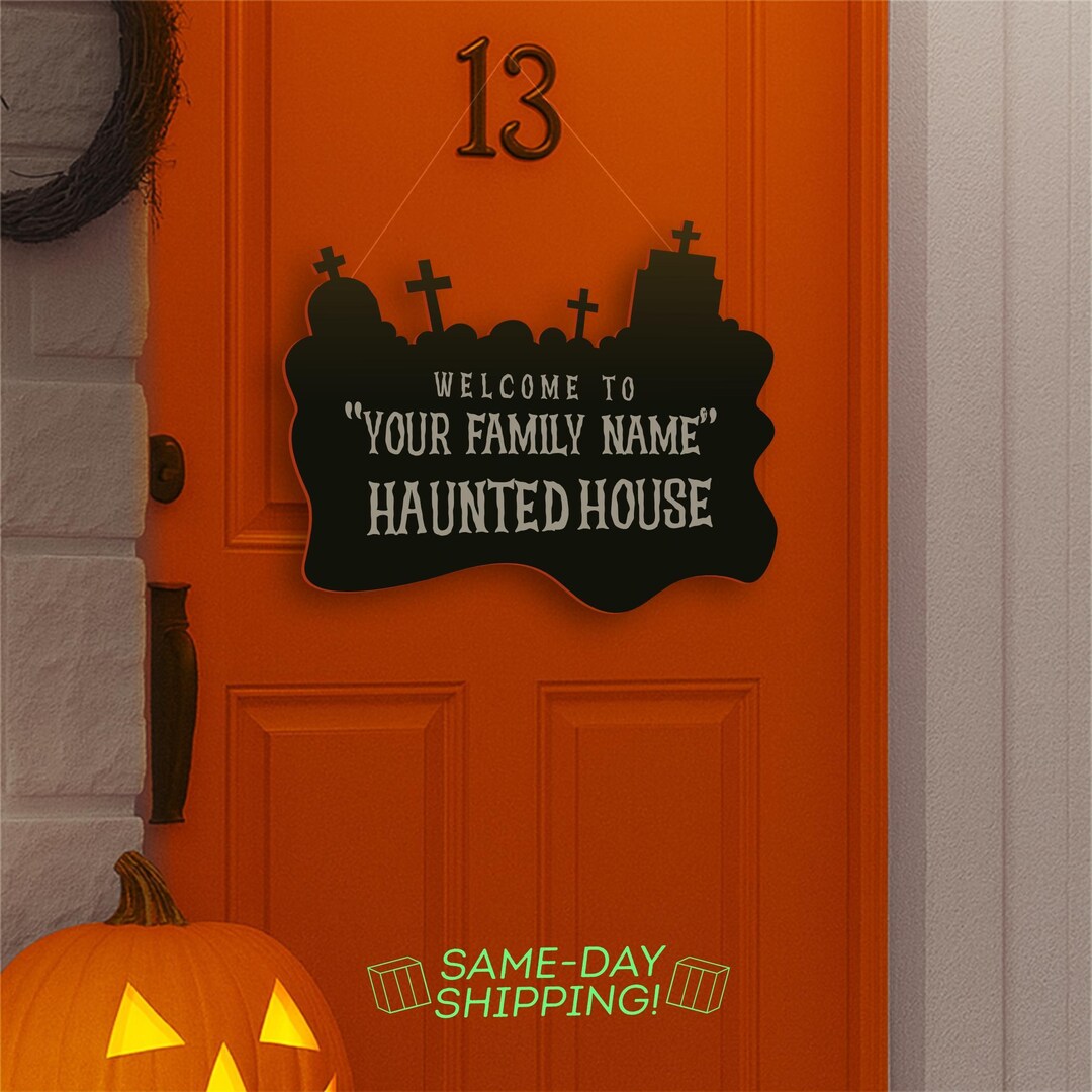 Personalized Haunted House Acrylic Sign – Custom Family Name Halloween ...