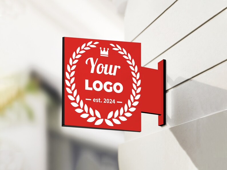 Custom Red Square Sign, Personalized Logo Printed Round Blade Sign ...