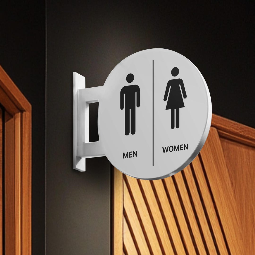 Double Sided Restroom Sign: Indoor Outdoor PVC, Wall Mounted - Etsy