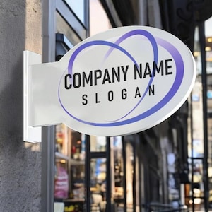 Oval Blade Sign, Custom Business Sign, Double Sided Hanging Sign ...