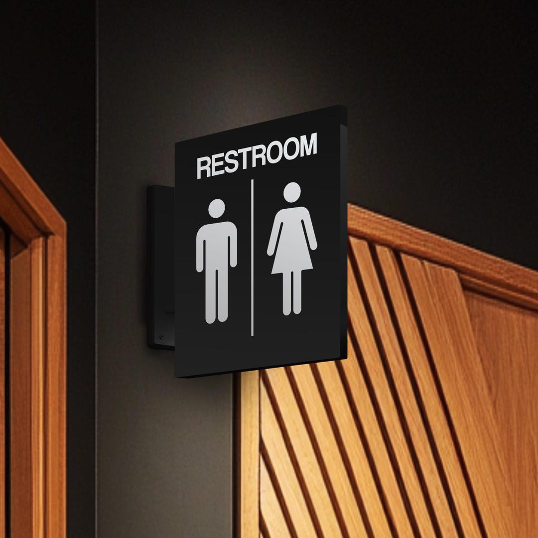 Double Sided Restroom Sign: Indoor Outdoor PVC, Wall Mounted - Etsy
