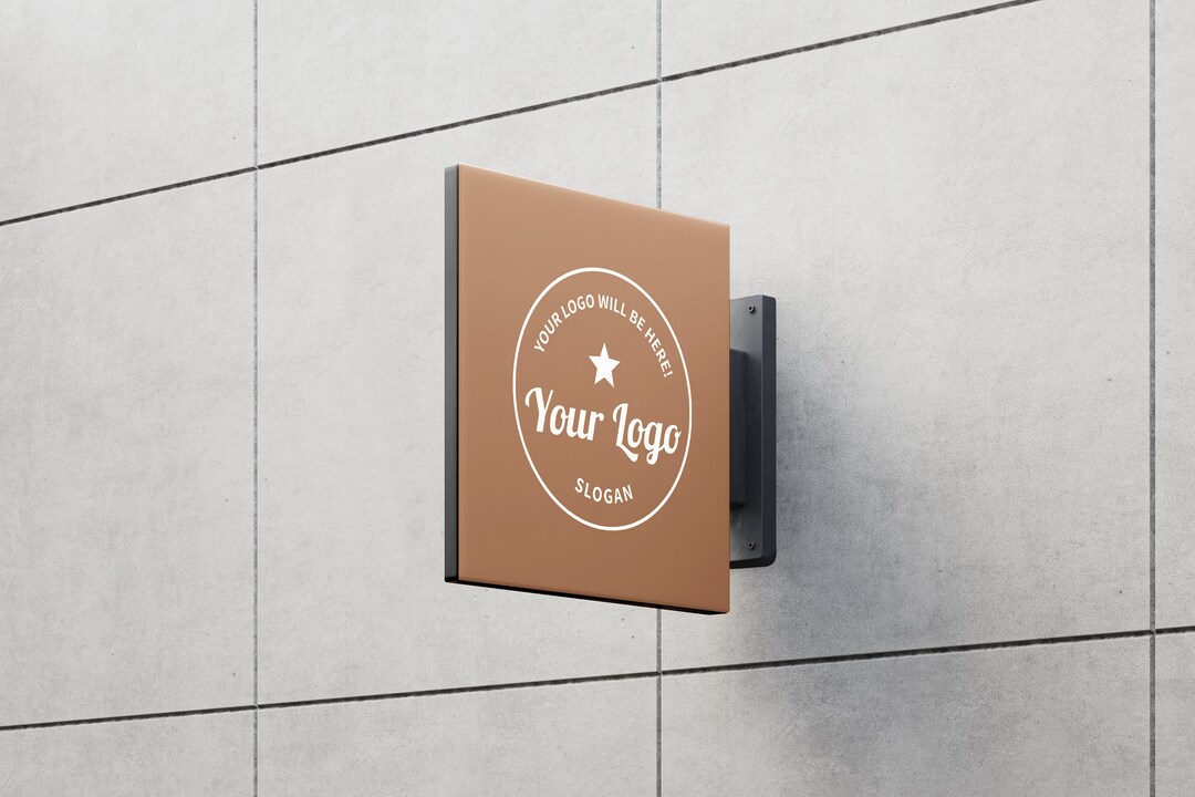 Custom Brown Square Sign, Personalized Logo Printed Square Blade Sign ...