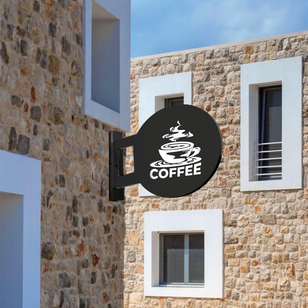 Coffee Sign Cafe Round Sign,business Logo Printed Round Blade Sign ...