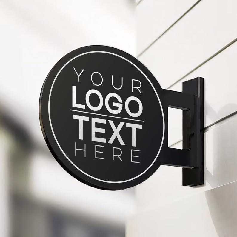 Law Office White Sign, Personalized Logo Printed Round Blade Sign ...