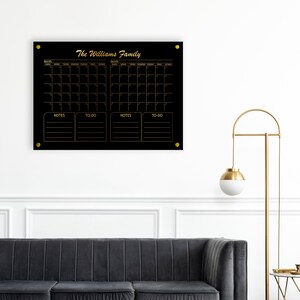 Black Acrylic Wall Calendar,family Wall Planner,monthly & Weekly ...