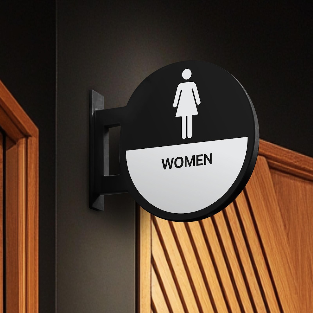 Double Sided Restroom Sign: Indoor Outdoor PVC, Wall Mounted - Etsy