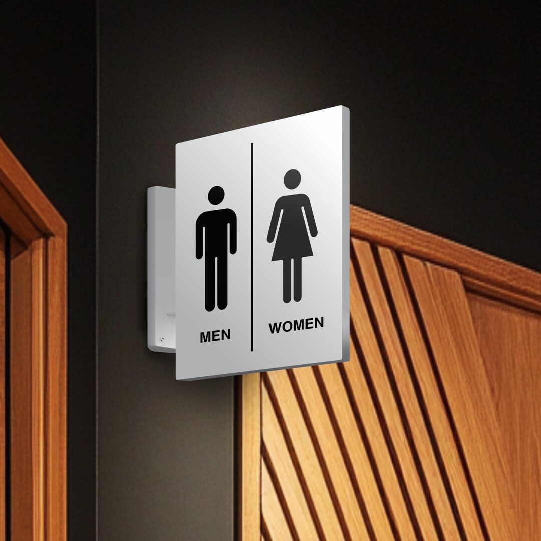 Restrooms Bathrooms Double Sided Outdoor Indoor PVC Sign, Storefront ...
