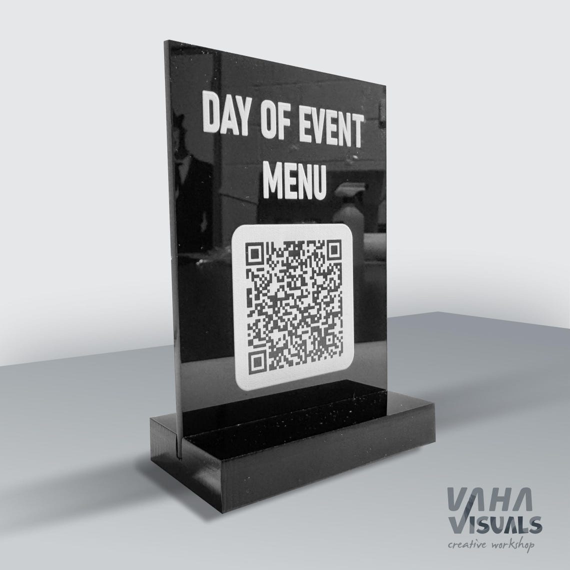 Custom Black Acrylic Tabletop Sign: QR Code, Menu, Logo Display - Etsy