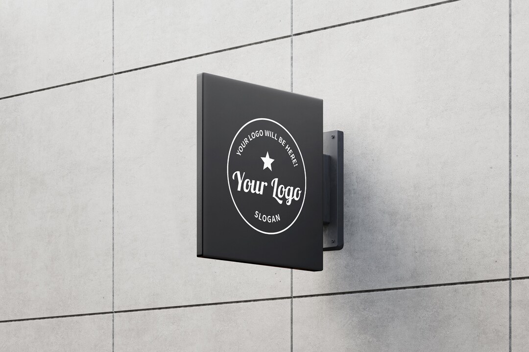 Custom Black Square Sign, Personalized Logo Printed Round Blade Sign ...