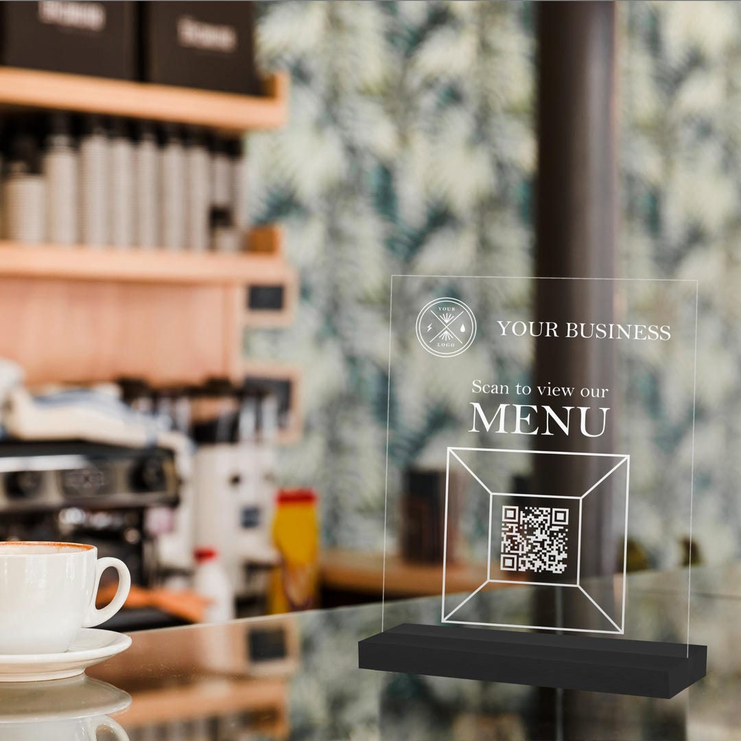 Clear Custom QR Code Acrylic Display Sign,perfect for Social Media, Bar ...