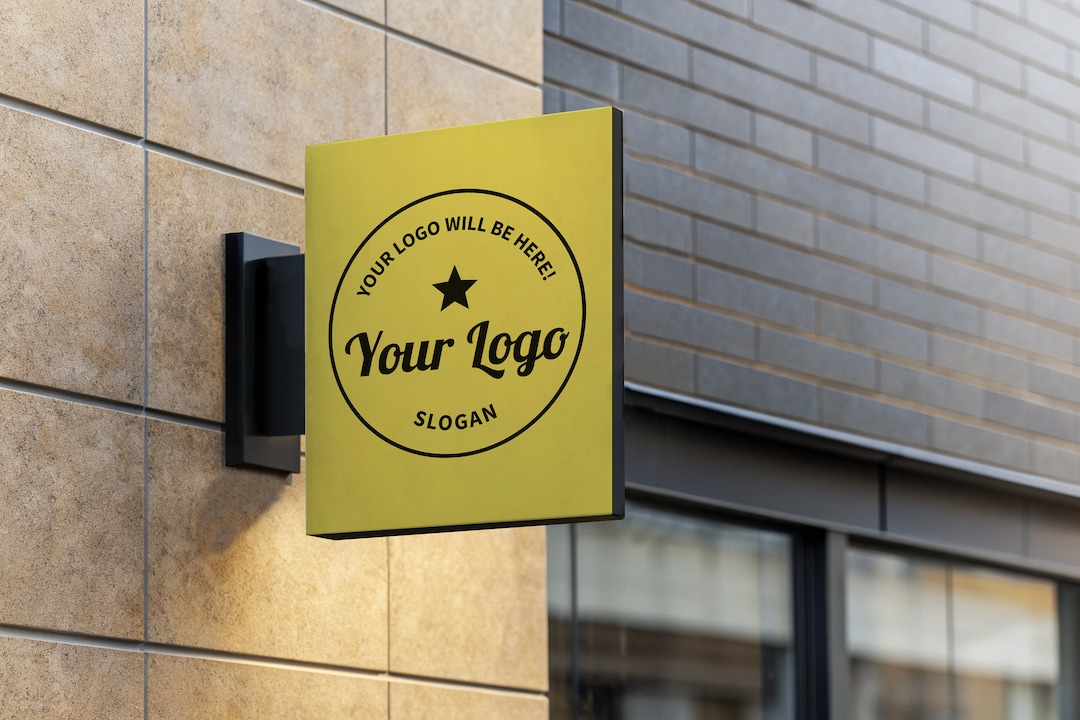 Custom Yellow Square Sign, Personalized Logo Printed Round Blade Sign ...