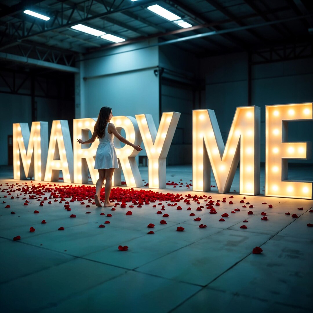 Marry Me Sign: Broadway Style LED Marquee Letters, Proposal Decor - Etsy