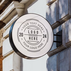 Personalized Double - Two Sided Round Blade Sign - Custom Storefront ...